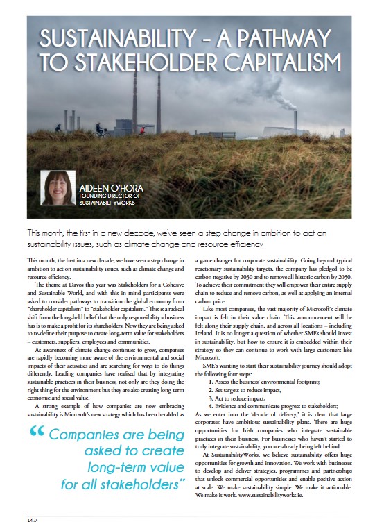 Sustainability-A Pathway to Stakeholder Capitalism - Sustainability Works